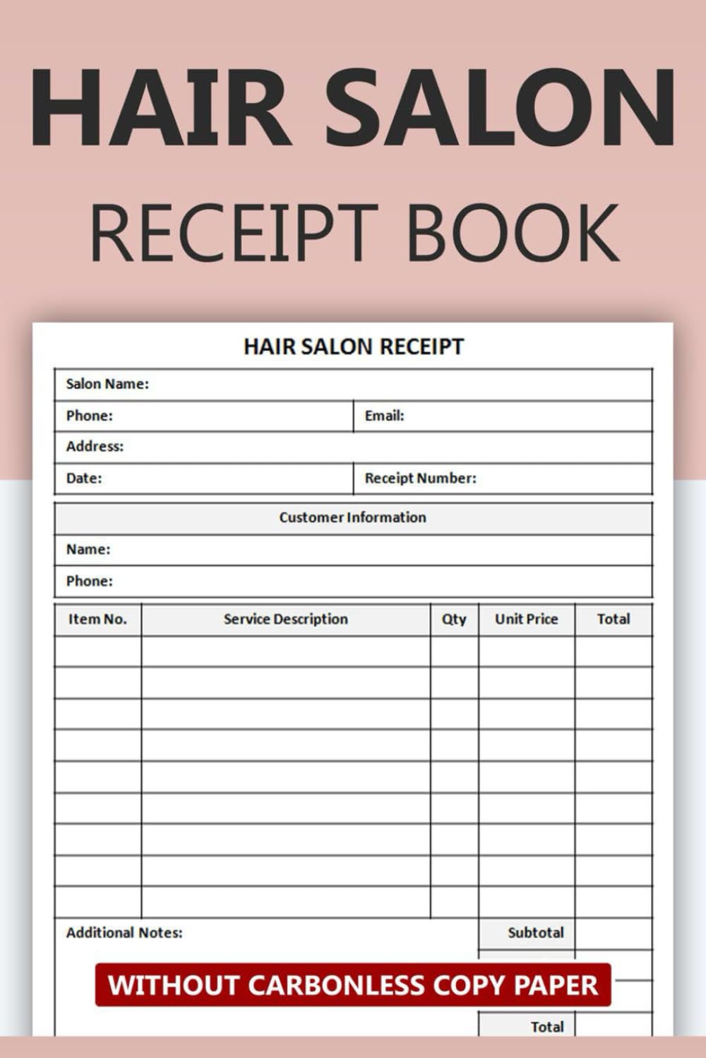 Hair Salon Receipt Book: Hair Stylist Client Receipt Form | 50 Forms ...