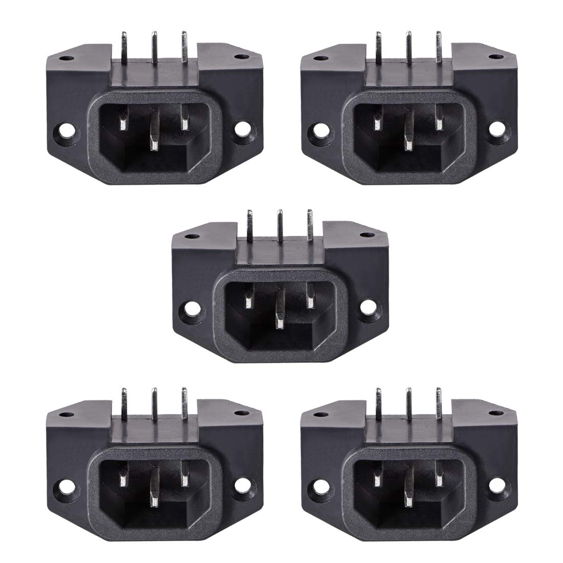 uxcell C14 Panel Mount Plug Adapter AC 250V 10A/15A 3 Pins IEC Inlet ...