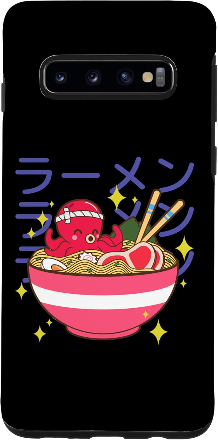 Amazon.com: Galaxy S10 kawaii Japanese chibi Octo eating ramen noodles ...