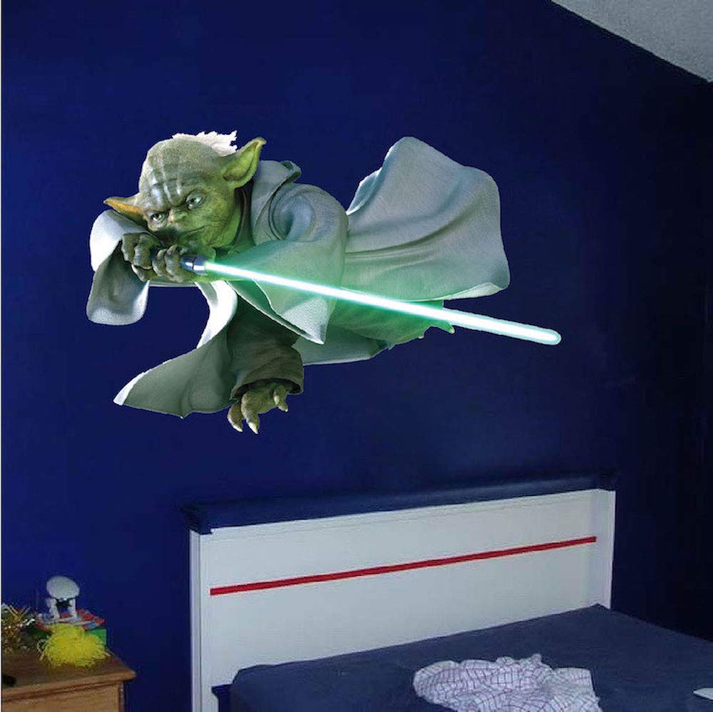 Amazon.com: Wall Decals Yoda Home Decor - Yoda Jedi Mural for Kids Room ...
