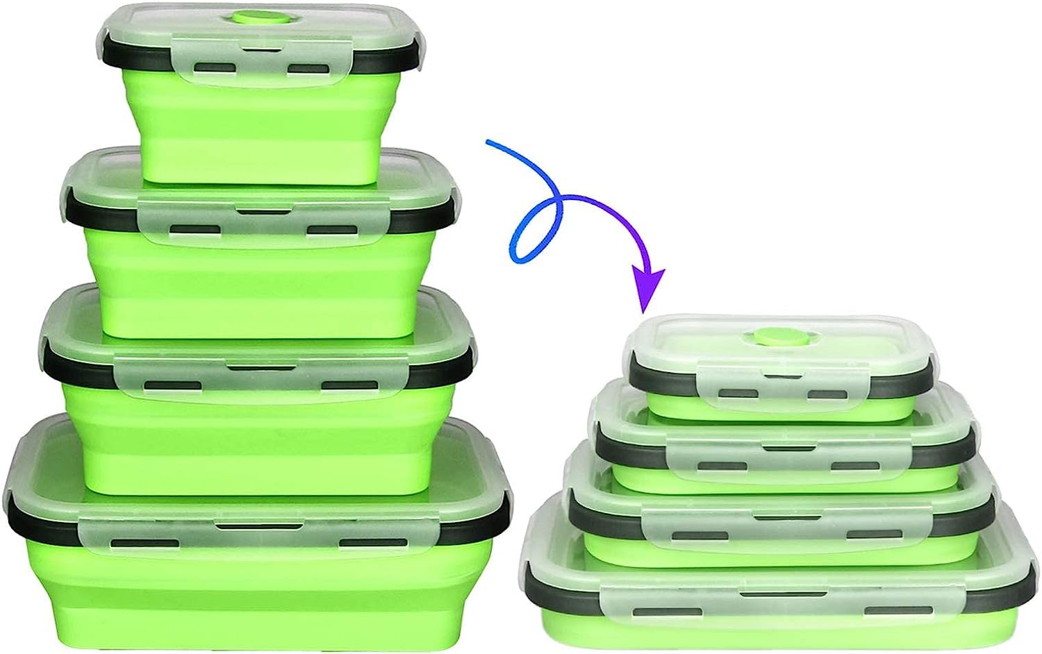 CORESLUX Collapsible Food Containers Collapsible Lunch Box Microwave ...