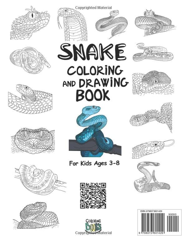 Snake Coloring and Drawing Book For Kids Ages 3-8: Fun with Coloring ...