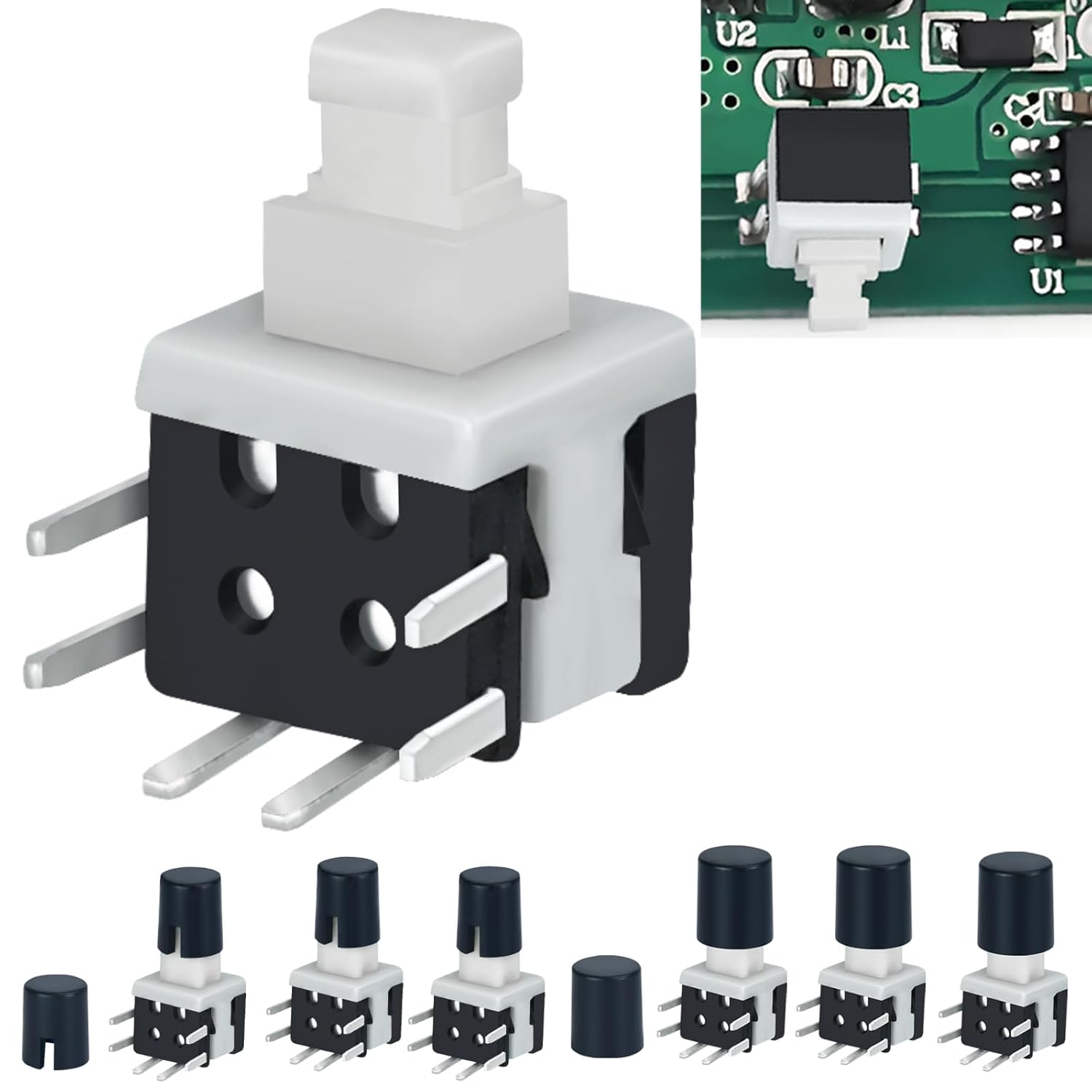 30Pcs 5.8mm Micro Latching Push Button Switch 0.23" Side Plug-in, SPDT ...