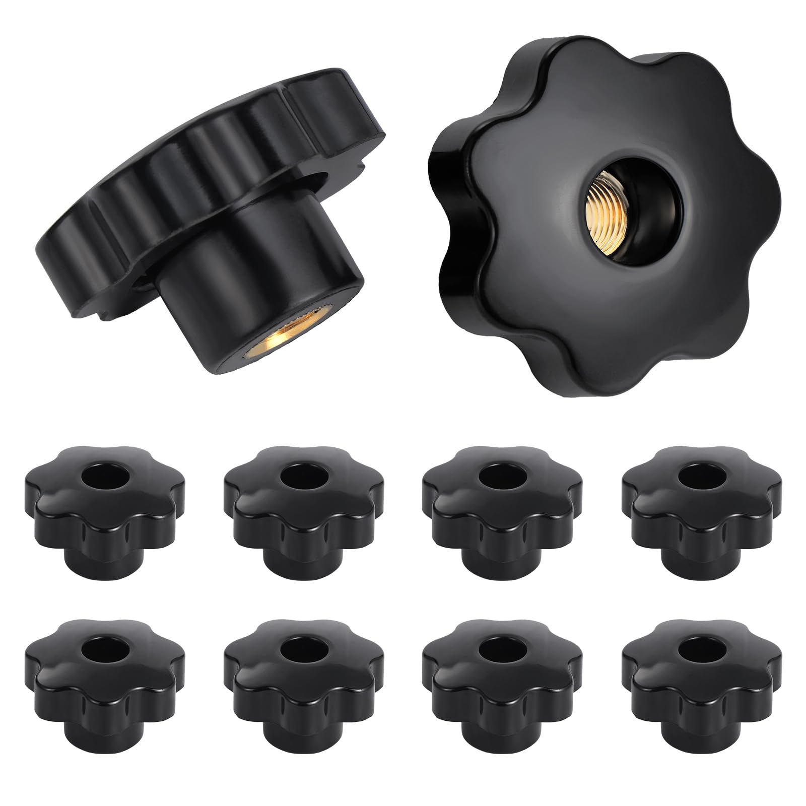 Snapklik.com : OCR 10Pcs 7 Star Through Hole Knob M12 Knurled Thread ...