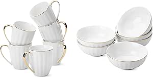 Amazon.com: BTaT- White Coffee Mugs, Set of 6, 12oz and White Porcelain ...