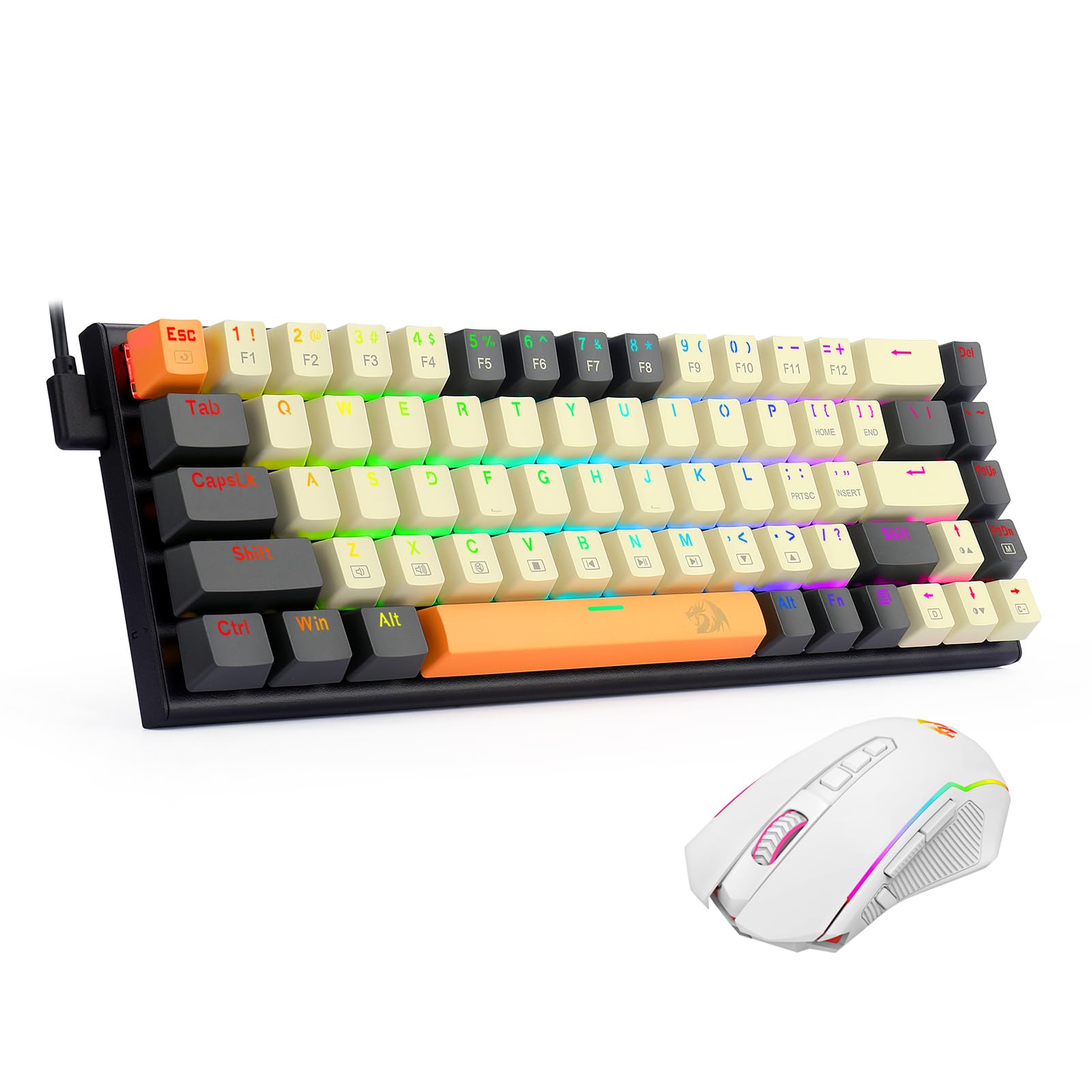 Amazon.com: Redragon White Wireless Gaming Mouse and Mechanical ...