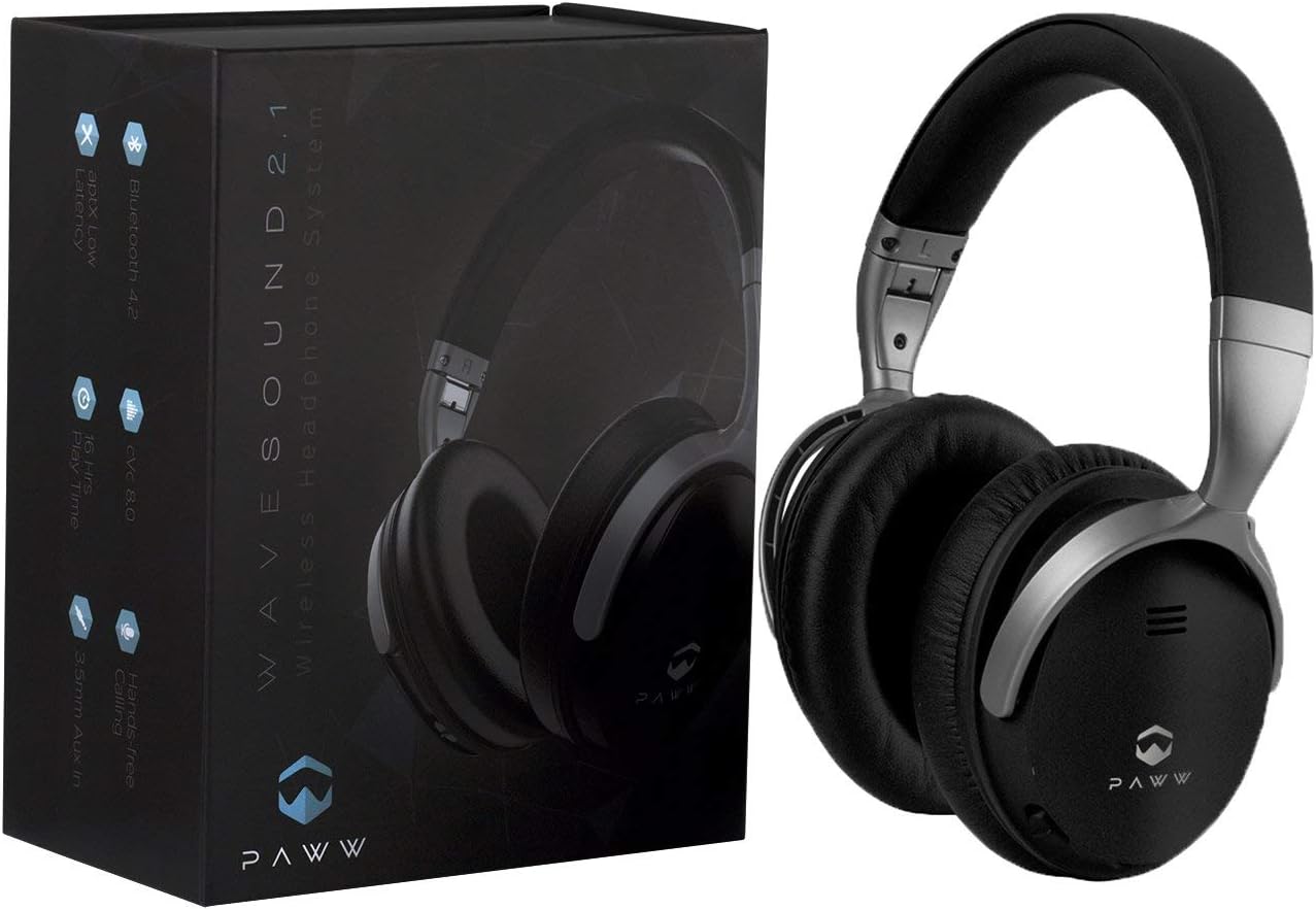 Amazon.com: Paww WaveSound 2.1 Wireless Bluetooth 4.2 Over-The-Ear ...