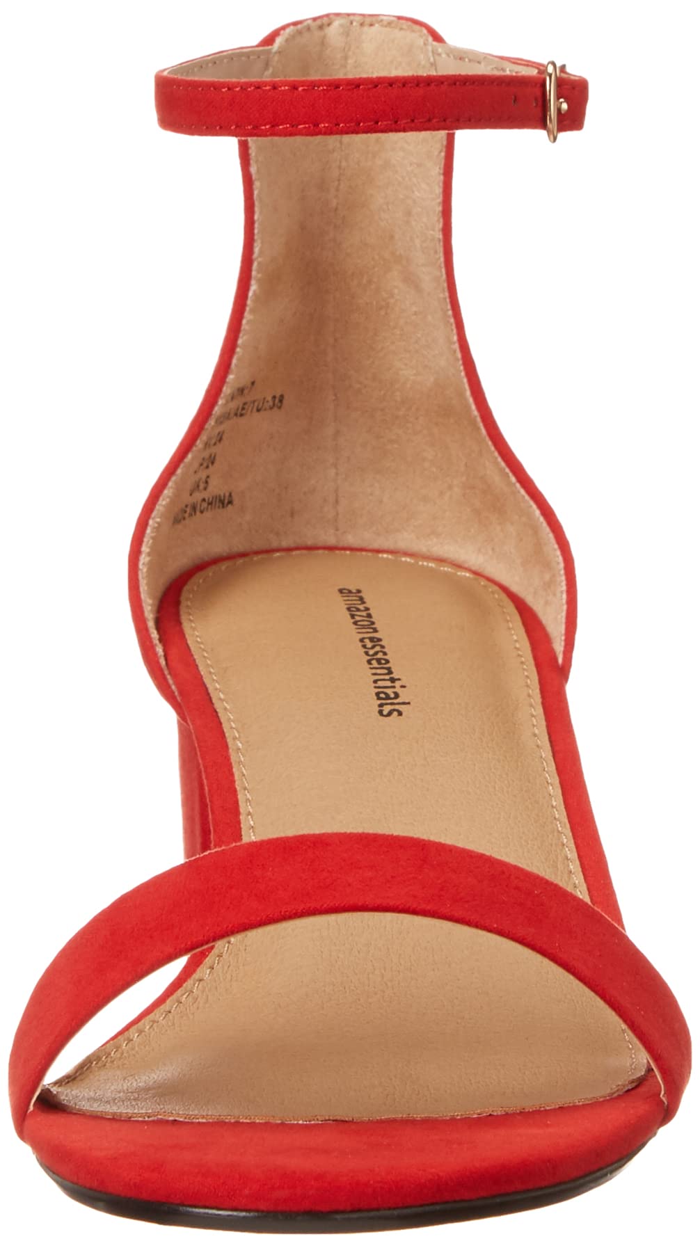 Amazon Essentials Women's Two Strap Heeled Sandal, Bright Poppy Red, 8 Wide