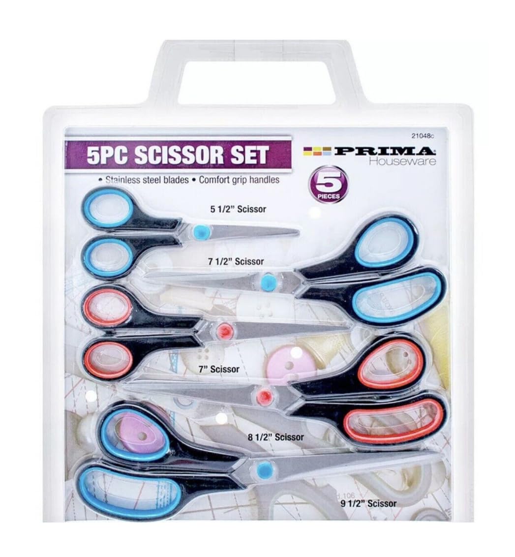 Scissors 5 Pieces Set, Stainless Steel Paper Scissors, Multi-Purpose ...