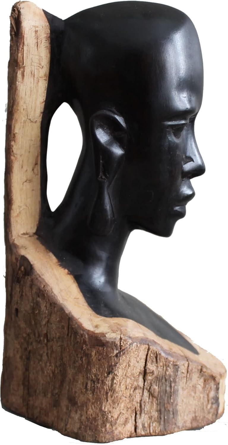 Amazon.com: 9'' Tanzania Ebony Head Sculpture Africa Hand Carved Bust ...