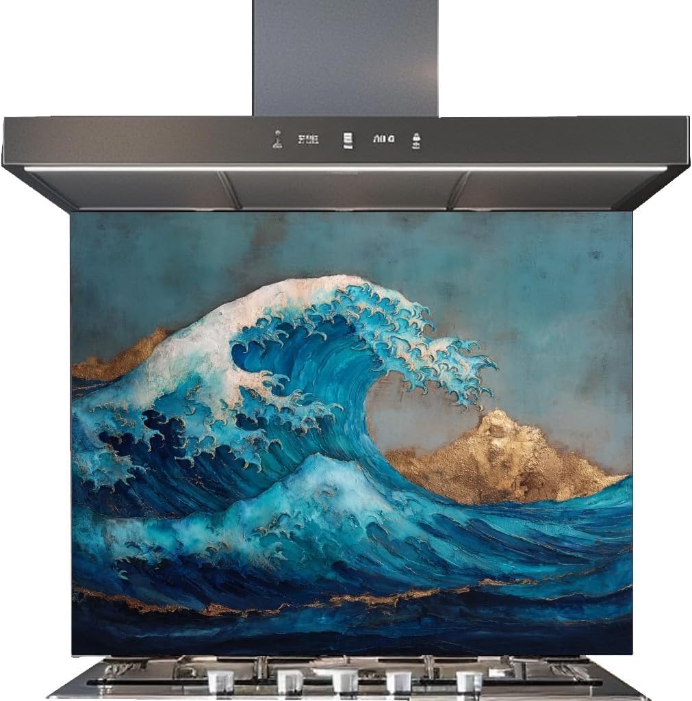 Amazon.com: Elyese Tempered Glass Backsplash for Kitchen, Easy to Clean ...