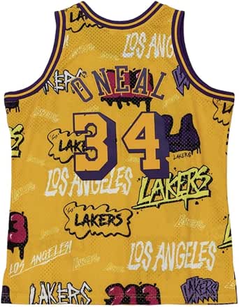 Amazon.com: Mitchell & Ness NBA Slap Sticker Swingman Jersey LA Lakers ...