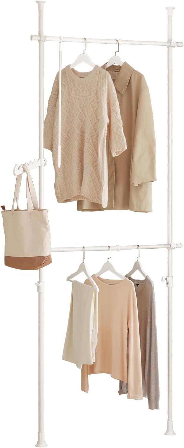 SoBuy FRG109-W, Telescopic Wardrobe Organiser, Hanging Rail, Clothes ...