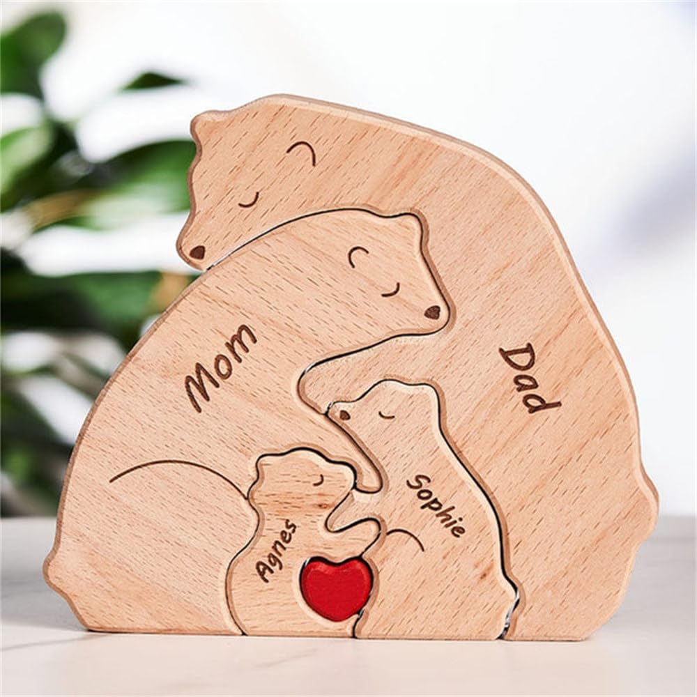 Amazon.com: Personalized Wooden Polar Bear Puzzle with 2-9 Names, We ...