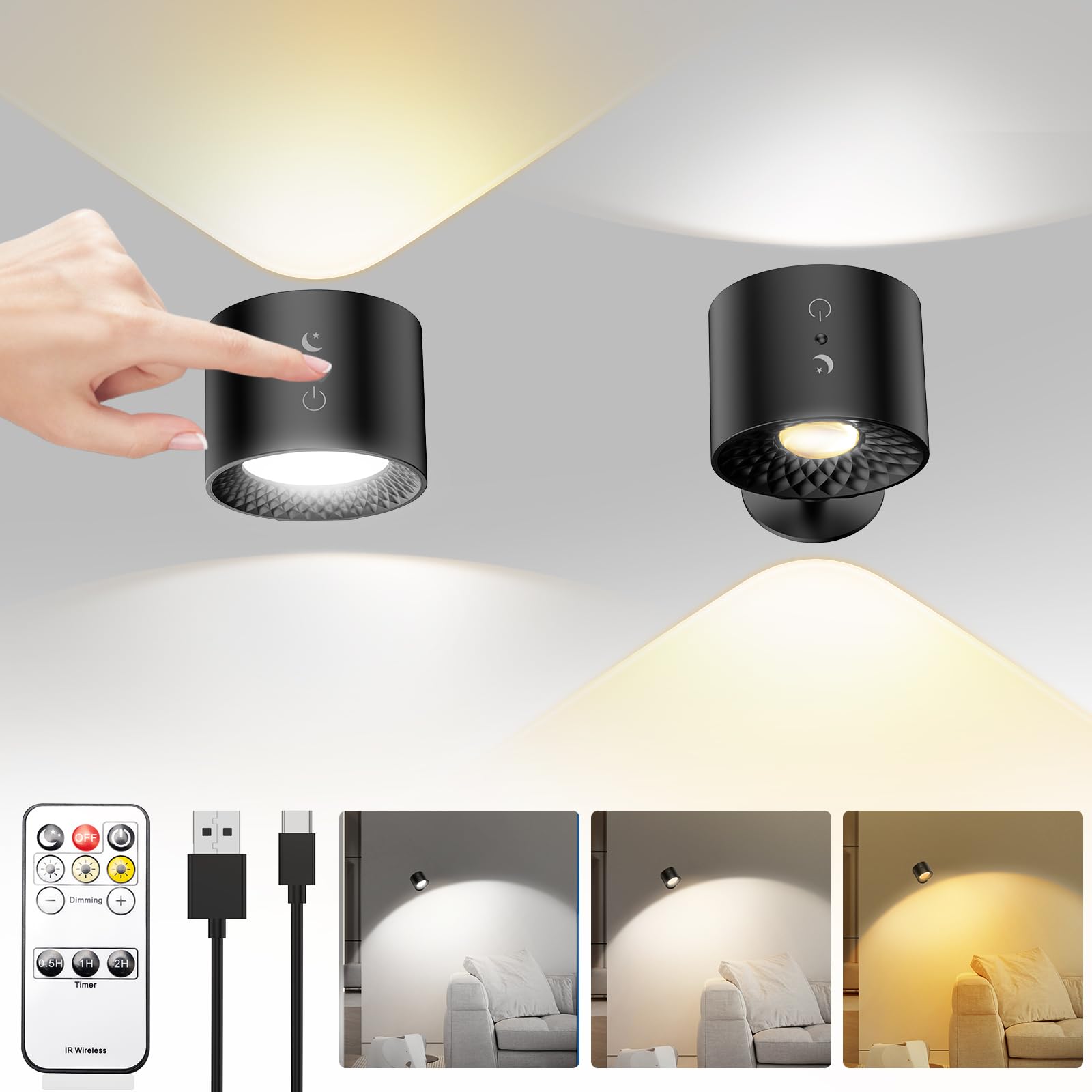 Pin Adjustable Wall Mounted Lights Radiant® LED Advanced Dimmer White