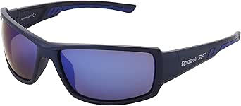 Amazon.com: Reebok Men's Free Runner Wrap Sunglasses, Metallic Navy ...