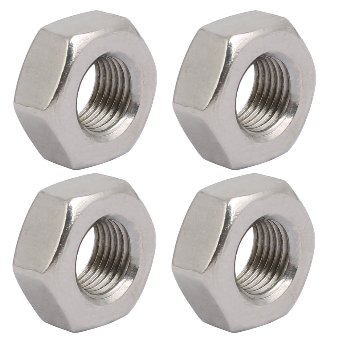 uxcell 4pcs M10 x 1mm Pitch Metric Fine Thread 304 Stainless Steel Hex ...