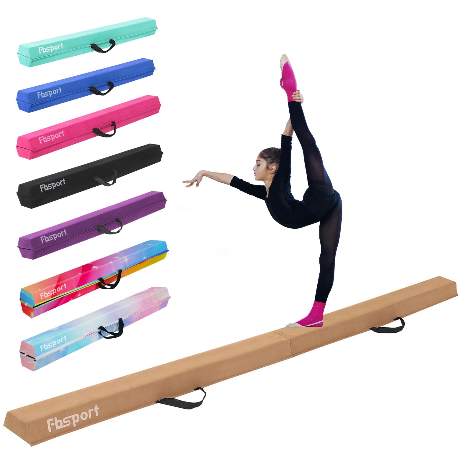 FBSPORT 8ft Balance Beam: Folding Floor Gymnastics Equipment for Kids ...