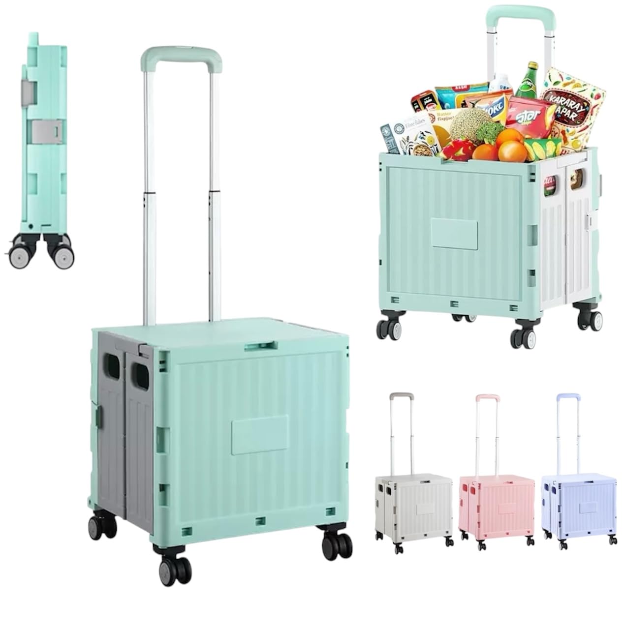 Amazon.com: Foldable Utility Cart, Portable Rolling Crate Handcart with ...