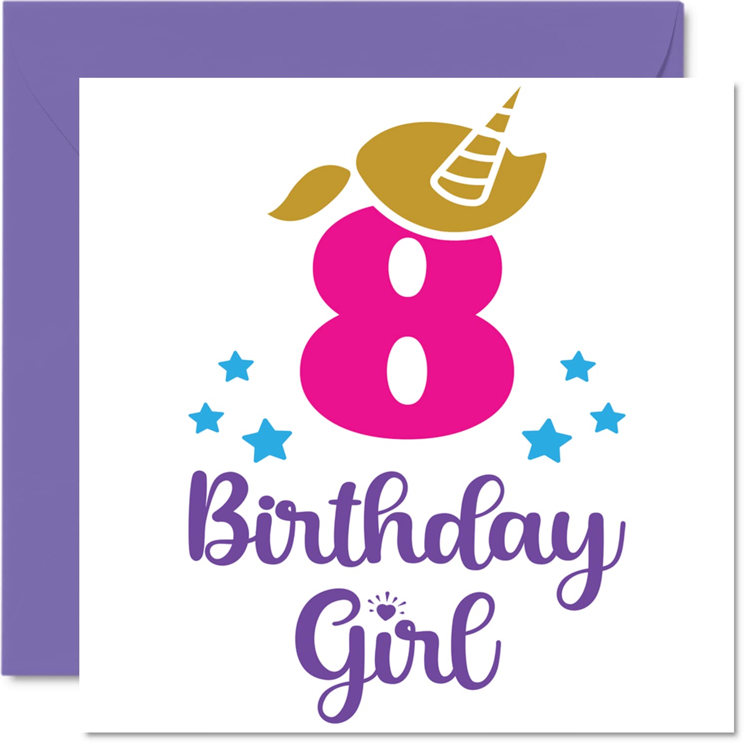 Happy 8th Birthday Girl Card Verjaardagskaart Met Geluid – Eenhoorn