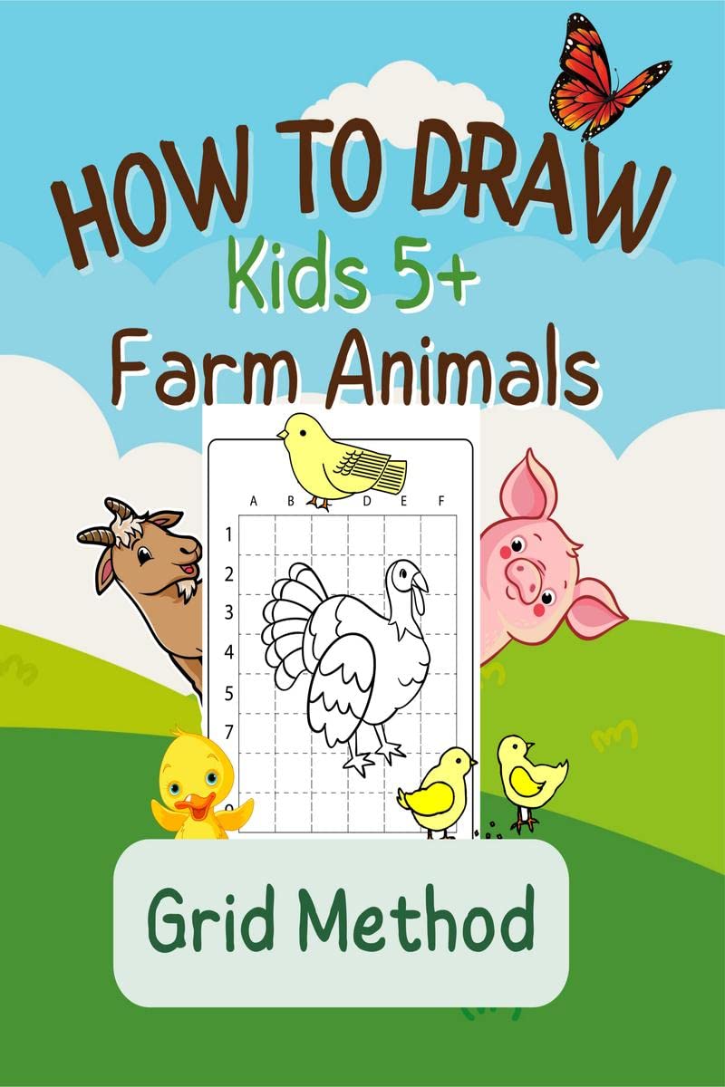 Buy How To Draw Farm Animals : Step-by-Step Grid Drawing Book for Kids ...