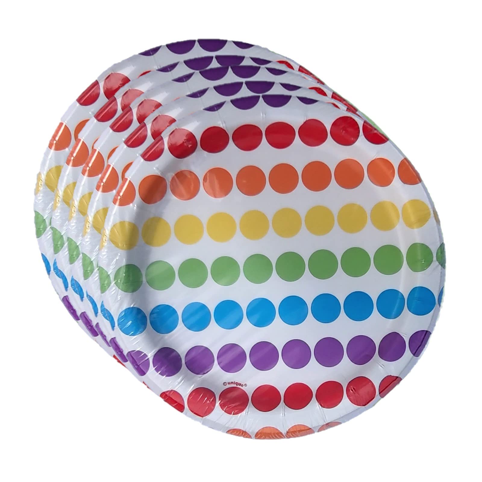 Amazon.com: Happy Birthday Plates Colorful Rainbow Dots Dessert Plates ...