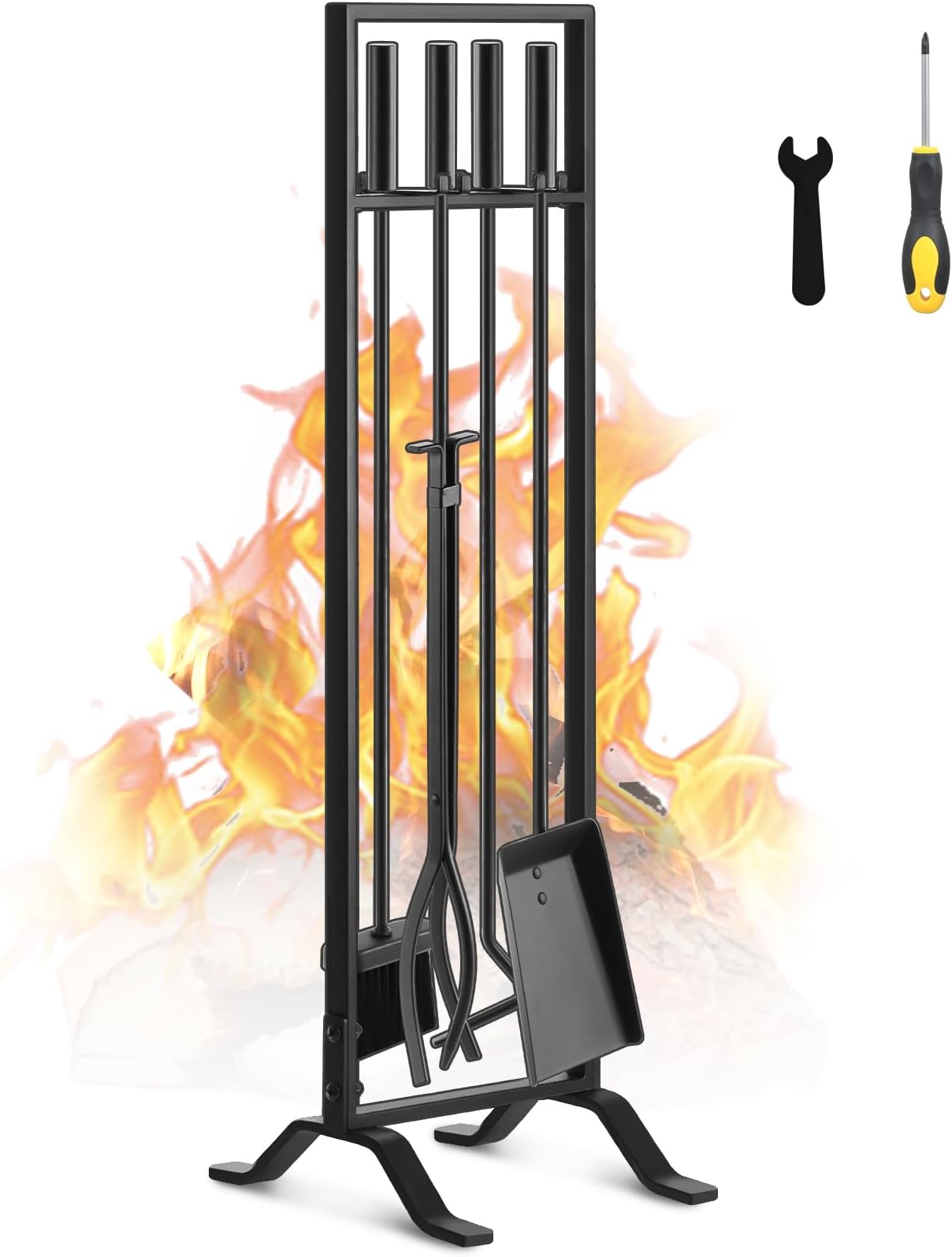 Amazon.com: ART TO REAL Fireplace Tools Sets Black Wrought Iron Fireset ...
