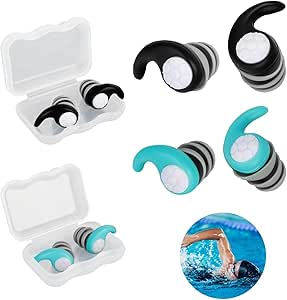 SIMYING Swimming Ear Plugs Adults, 2 Pairs of Reusable Waterproof Noise ...