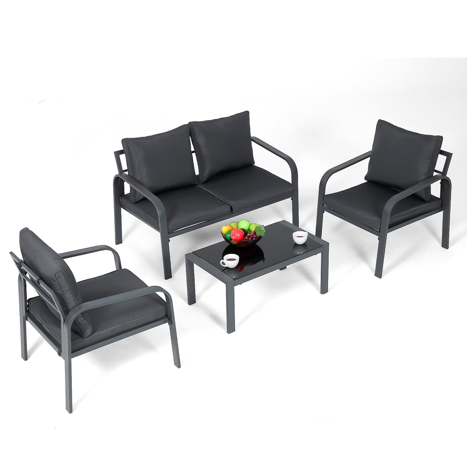 Amazon.com: Athena Collection Patio Furniture Set 4 Pieces Outdoor ...