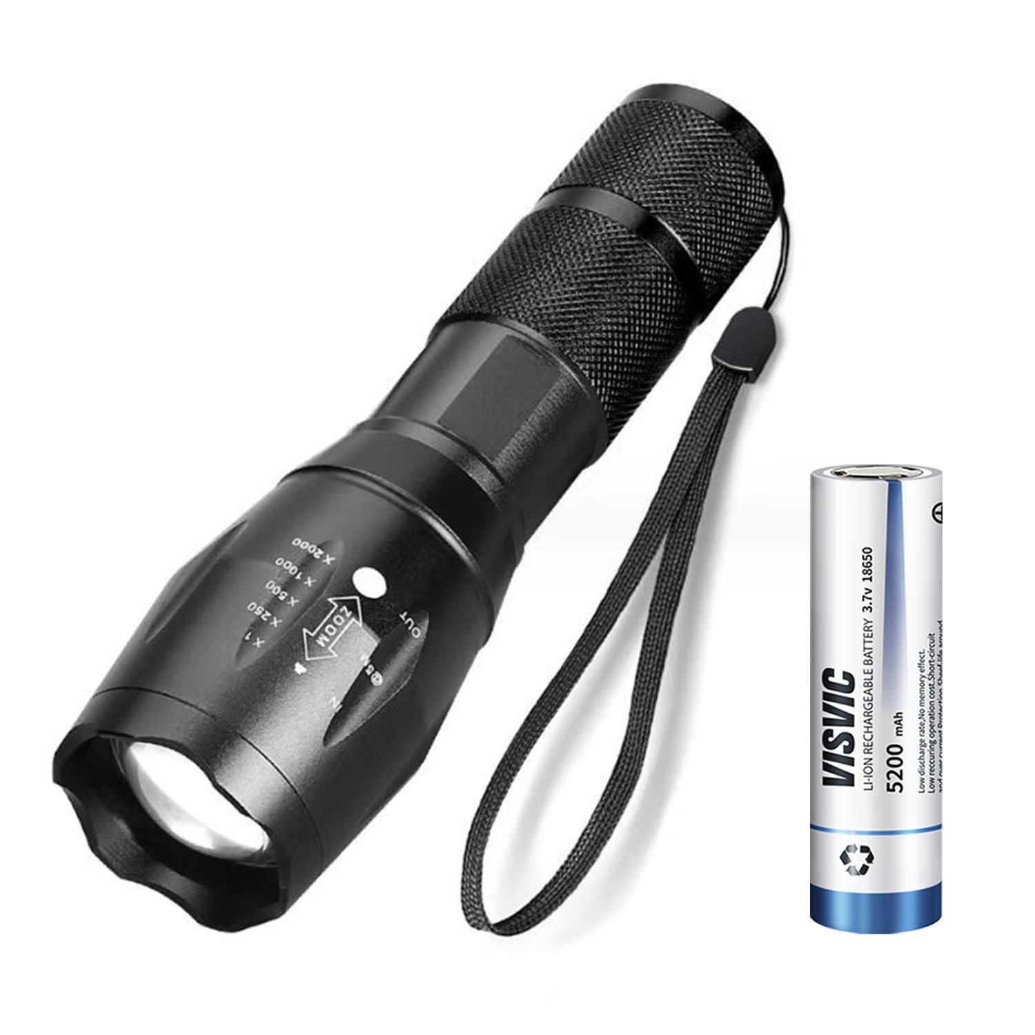 WWQQYY USB 18650 Rechargeable LED Torch, USB Bright Torch with Flat top ...