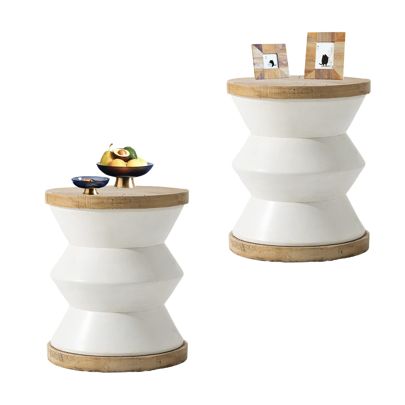 Amazon.com : HOMPUS Unique Outdoor Concrete Side Table Set of 2, Modern ...