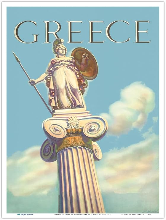 Amazon.com: Greece - Athena, Goddess of War - Vintage Airline Travel ...