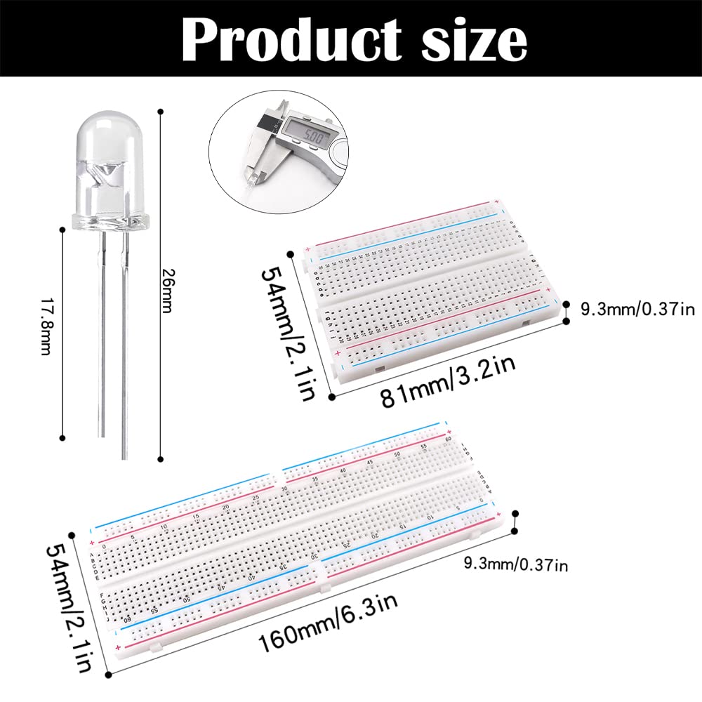 Snapklik.com : 4 Values 184 Pcs Solderless Breadboard Kit 2 Pcs 830 Tie ...