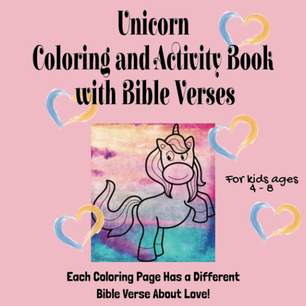Buy Unicorn Coloring and Activity Book with Bible Verses: For ages 4 ...