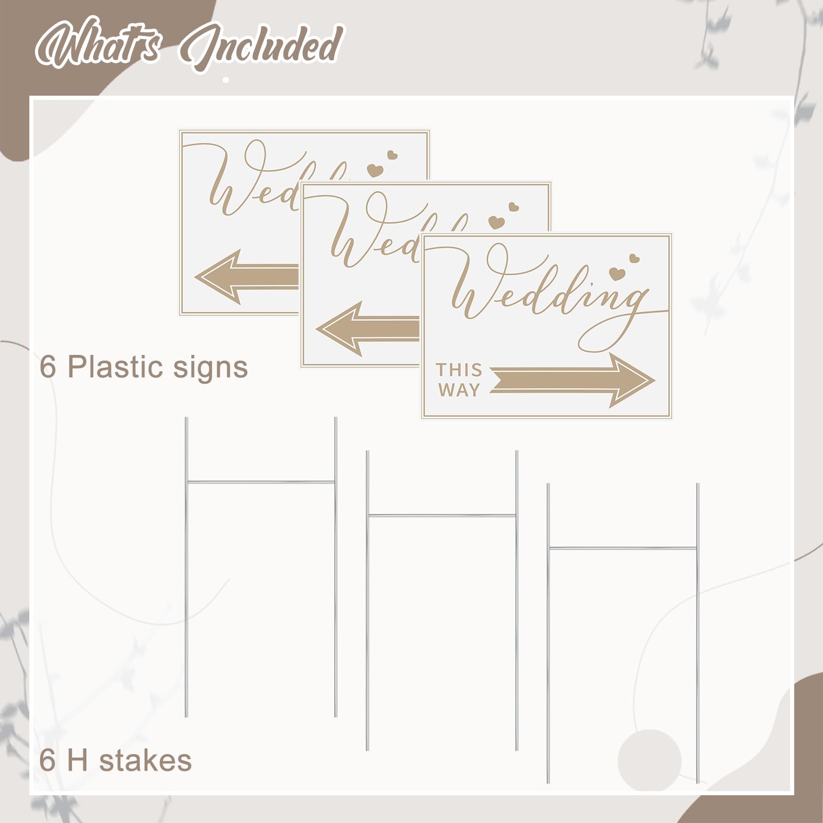 Snapklik.com : FoldTier 6 Packs Wedding Direction Arrow Signs