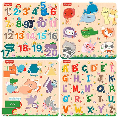 Fisher-Price Wooden Educational Colorful Alphabets, Counting Numbers ...