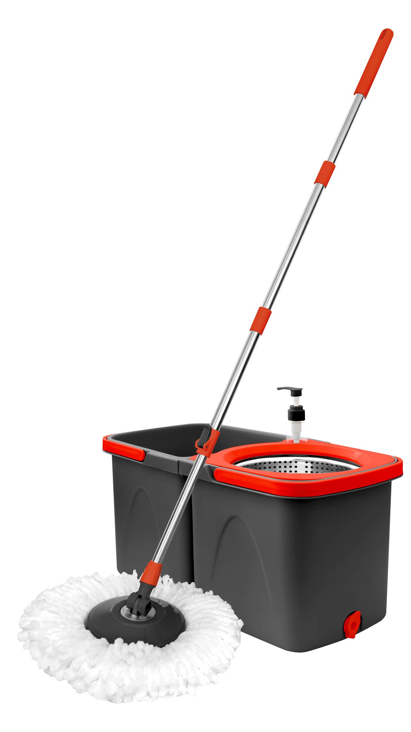 Mop Giratorio Duo - dois baldes separados - Vermelho e Cinza ...