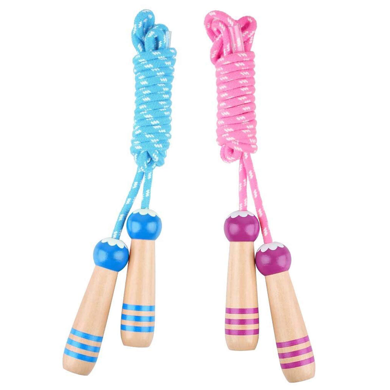 Hianjoo Skipping Rope for Kids [2 Pack], Adjustable Cotton Rope Wooden ...