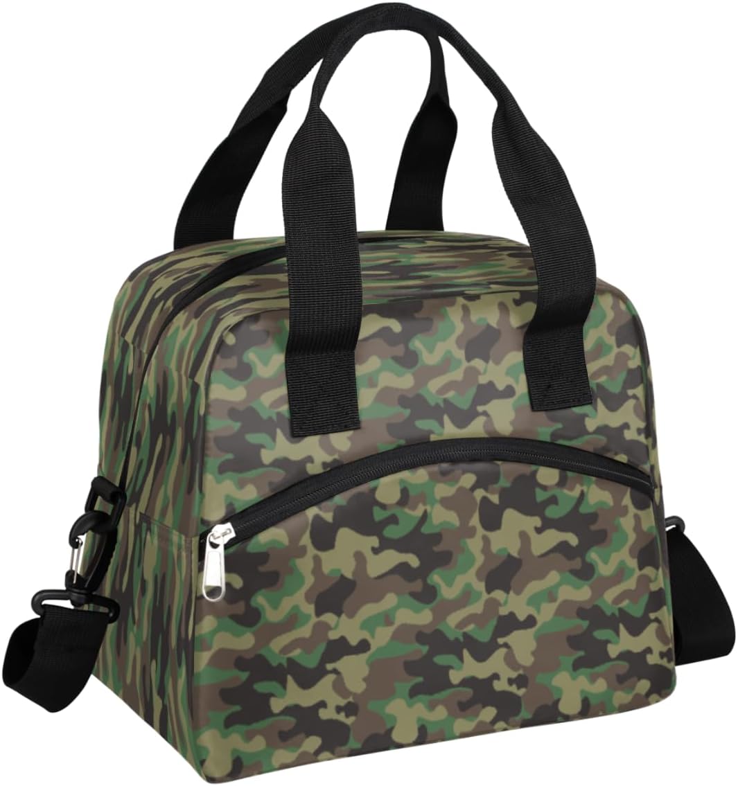 Amazon.com: OHIKUETY Camouflage Military Camo Lunch Bag Women Large ...