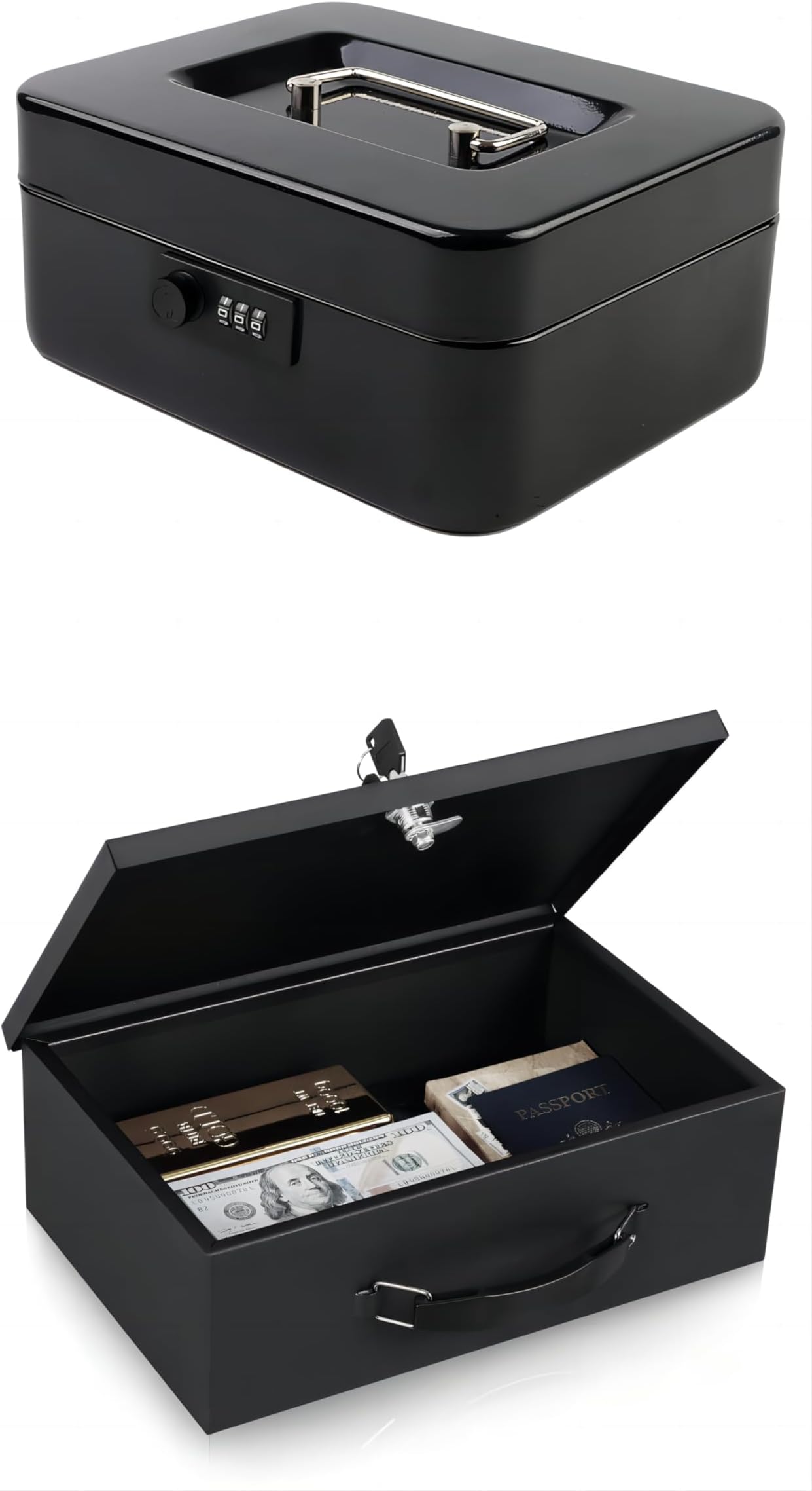 Amazon.com: KYODOLED Cash Box with Money Tray and Lock,Lock Box for ...