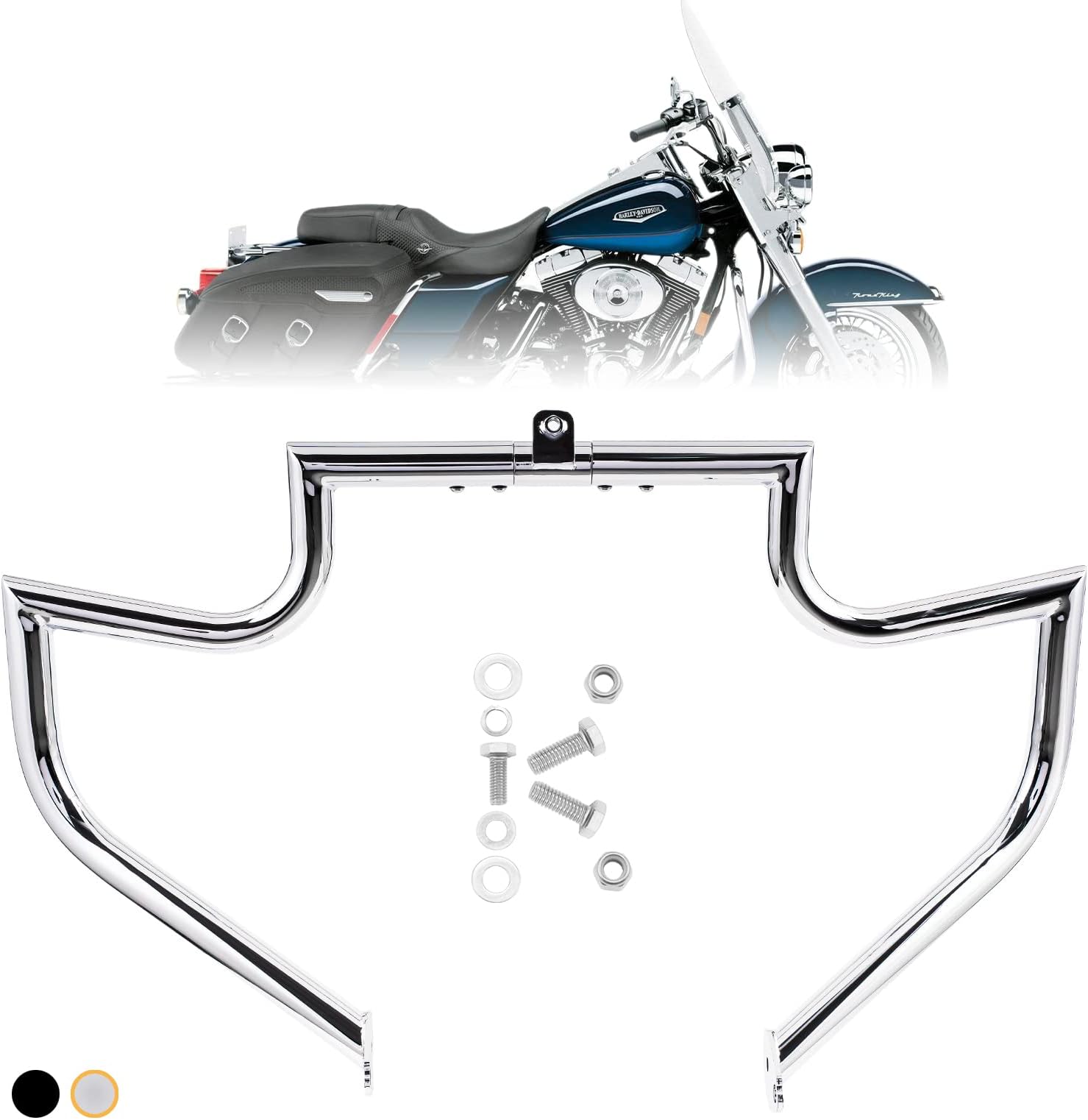 Amazon.com: Chrome Triple Plating Mustache Engine Guard Protector Crash ...