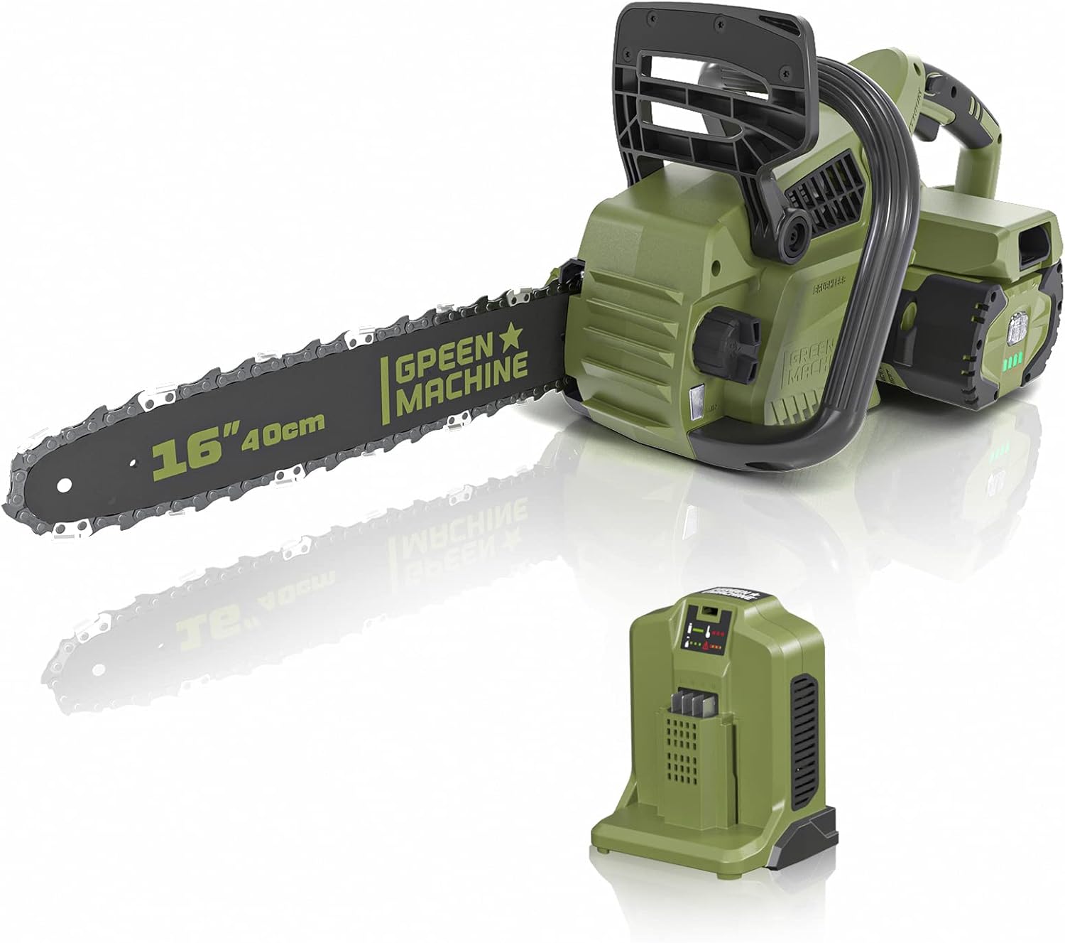 GREEN MACHINE Tronçonneuse sans fil 40.6cm 62V moteur sans balais, 4Ah ...
