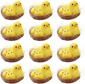 Tugeem 12PCS Mini Easter Chicks, Plush Chick Figures Miniature Chick ...