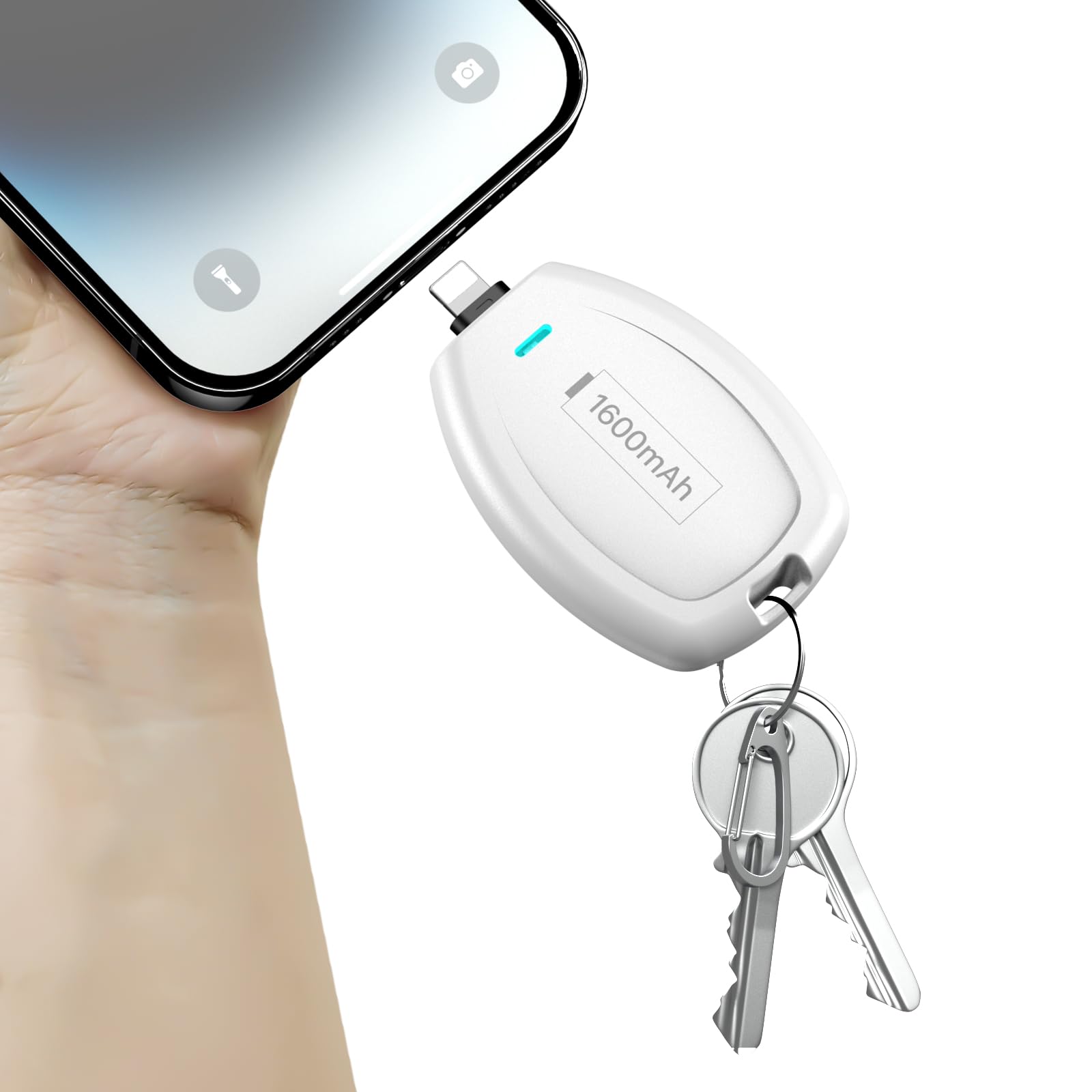 Amazon.com: HUAENG Keychain Portable Charger for iPhone, 1600mAh Mini ...