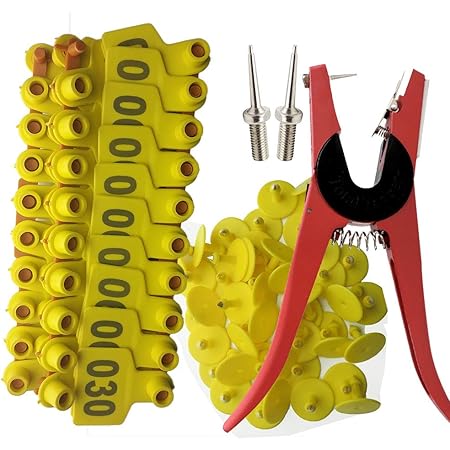 Amazon.com: Pig Ear Tag with Pliers for Hog Swine Piglet Calf Mark Tool ...
