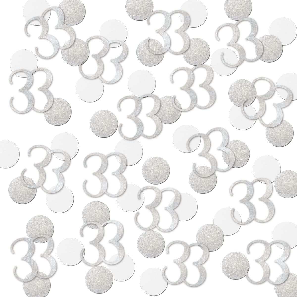 Amazon.com: Silver Glitter 33 Confetti, 33rd Birthday Number Confetti ...