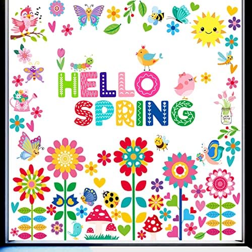 Amazon.com: Hello Spring Summer Window Clings, Removable Butterfly Gel ...
