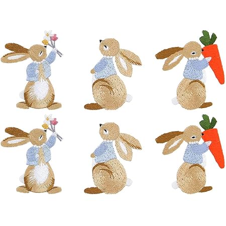 6 Pieces Sew On Applique Patches Rabbit Applique Patches Embroidered ...