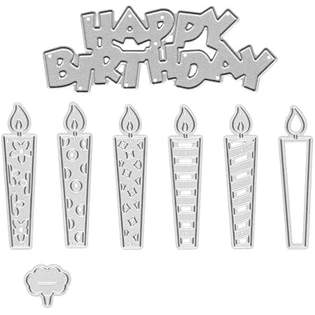 Amazon.com : Metal 6 Hollow Style Candles Cutting Dies, Happy Birthday ...