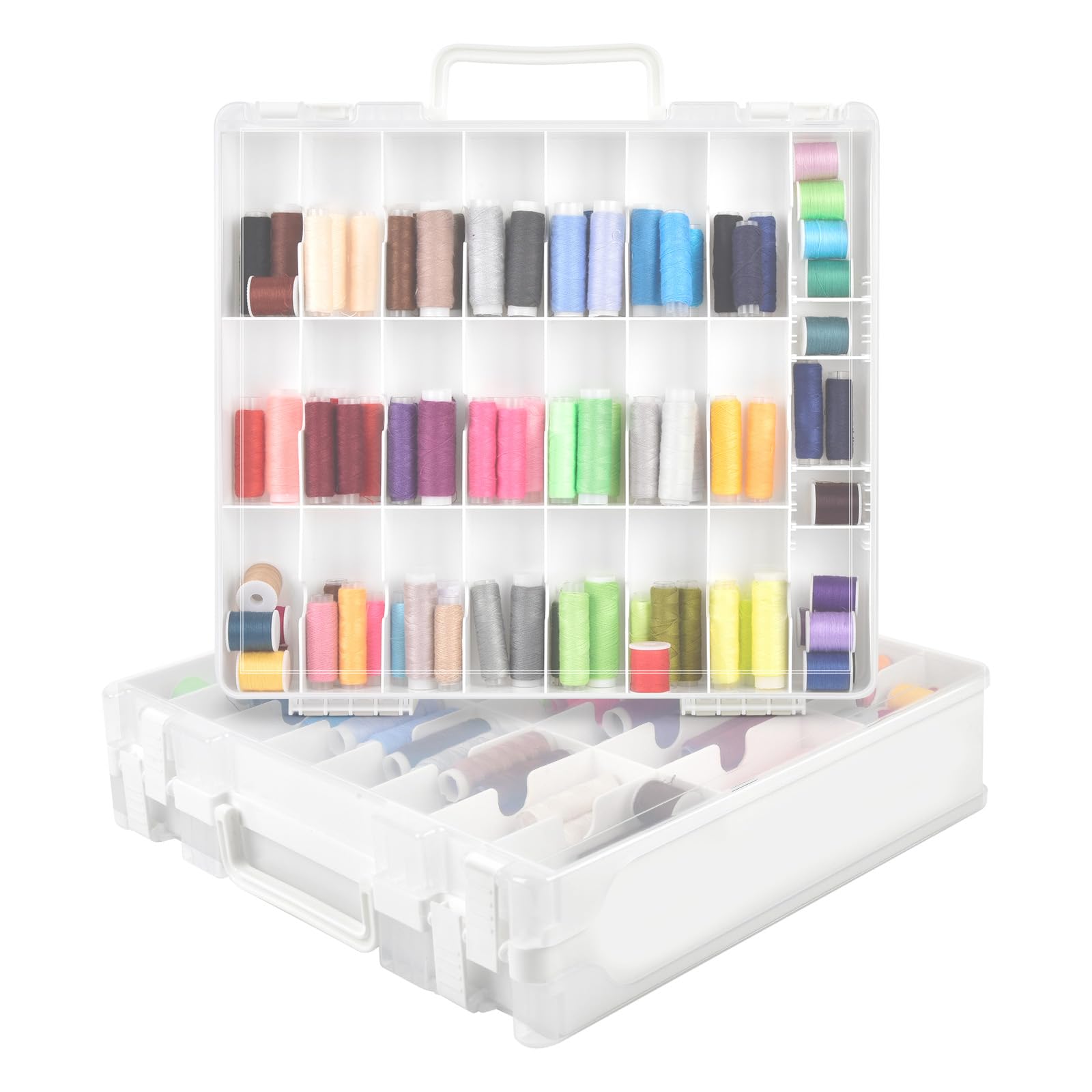 Amazon.com: Double-Sided Sewing Box for Bobbins with 48 Grids, Portable ...